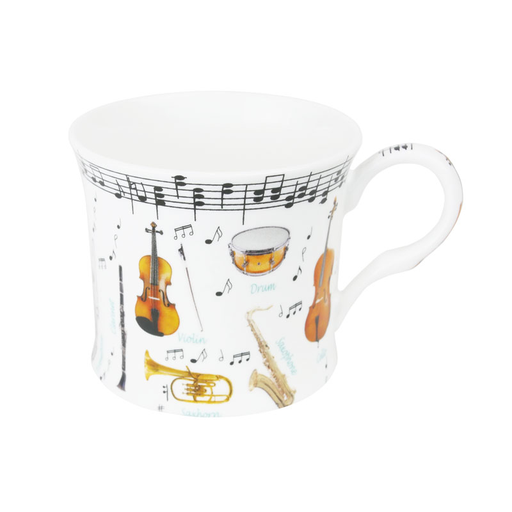 Music Mug White with Orchestral Instruments and their Names Fine Bone ...
