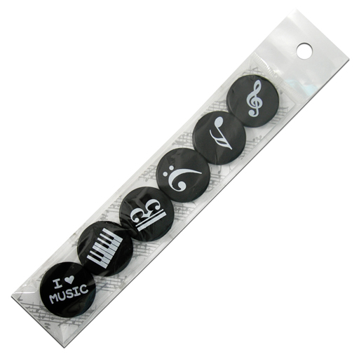 Music Magnets Six Piece Set Black with White Writing — The Sydney ...