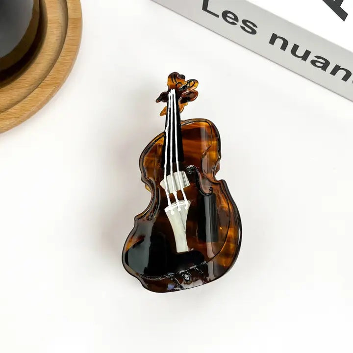 Hair Claw Violin Large Dark Brown Acetate — The Sydney String Centre