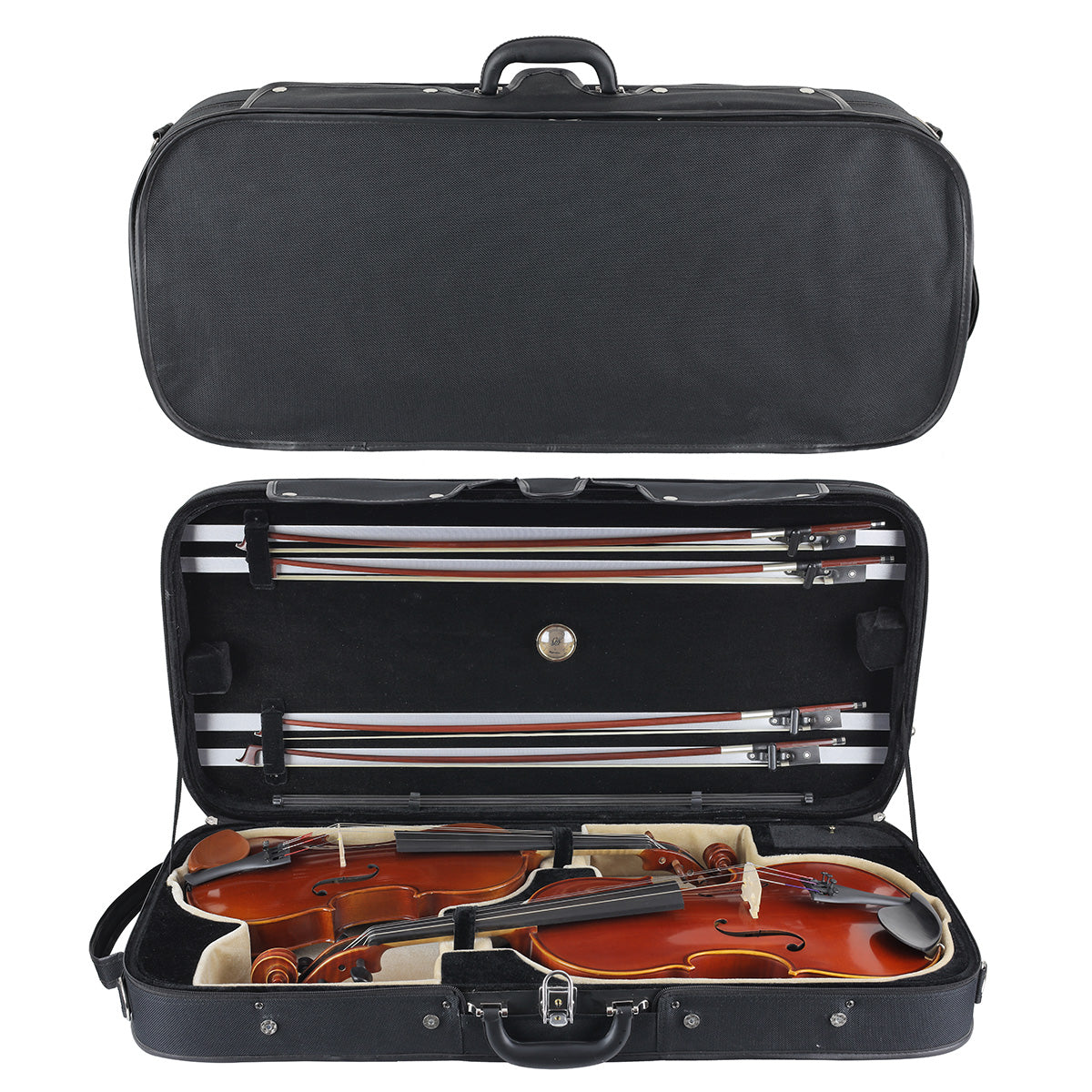 Double Case for Violin/Viola - Kreisler Black Exterior/Black and Beige ...