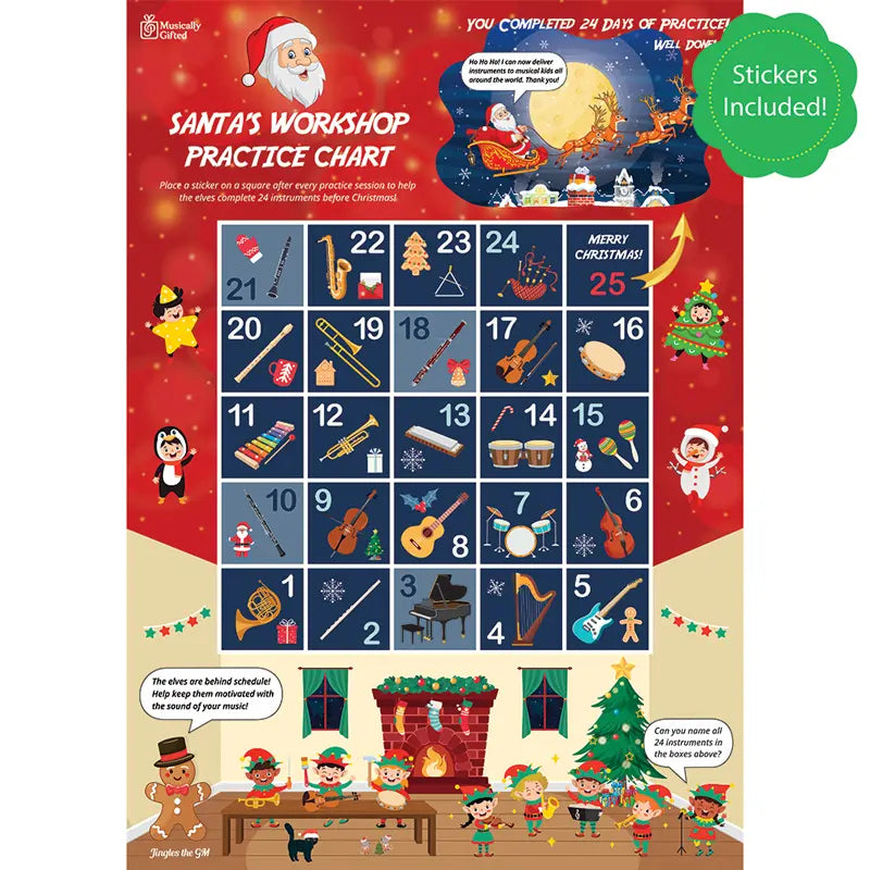 Santas Workshop A3 Music Practice Chart by Musically Gifted — The ...