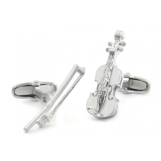 Cufflinks Silver Violin and Bow — The Sydney String Centre