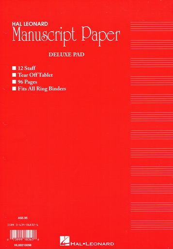 Manuscript Paper Deluxe Pad - 96 Pages Hal Leonard 210098 — The Sydney ...