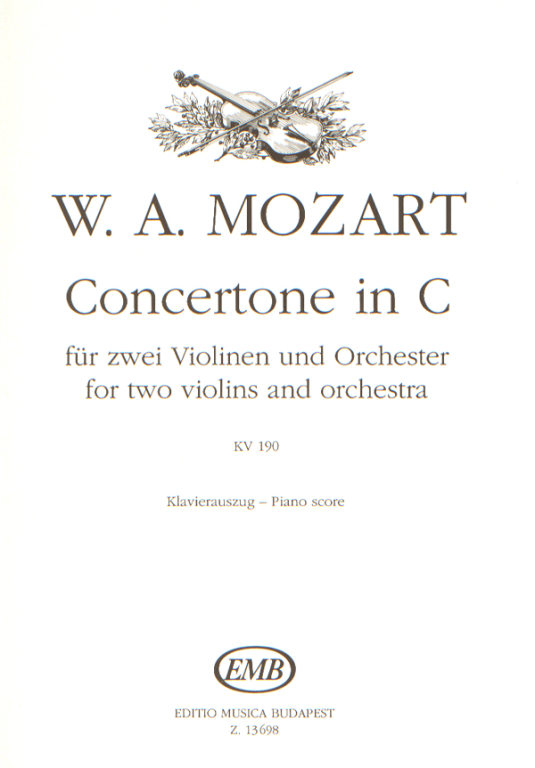 Mozart - Concertone K190 - 2 Violins/Piano Accompaniment EMB Z13698 ...