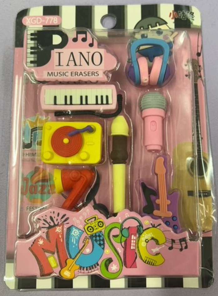 Box of Colourful Music Themed Erasers Pink Backing — The Sydney String ...