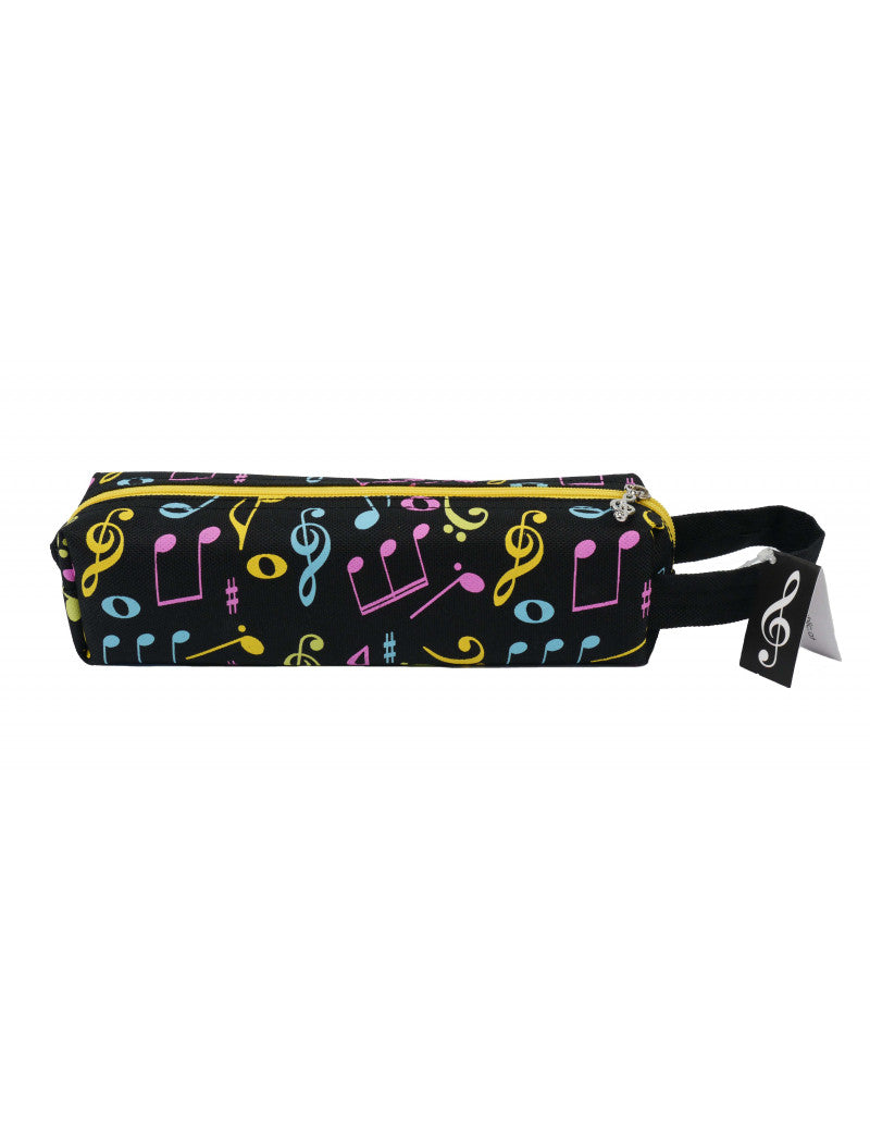 Music Pencil Case Black with Colourful Notes and Clefs Yellow Zipper ...