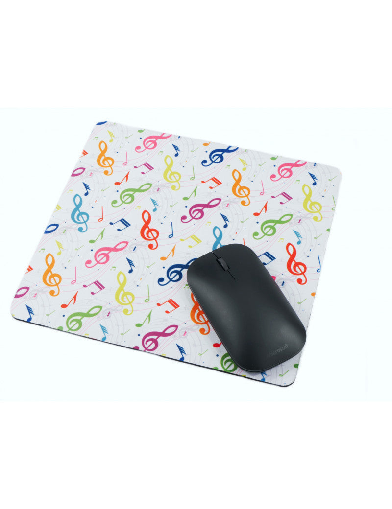 Music Mouse Pad White with Colourful Notes and Clefs — The Sydney ...