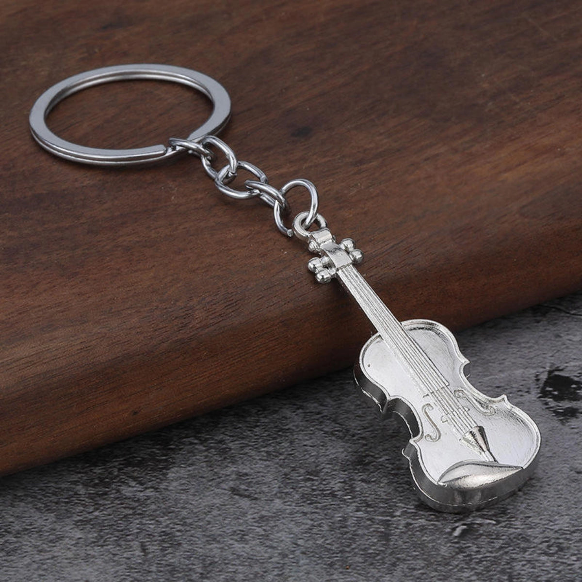 Violin Keyring Metal Silver — The Sydney String Centre