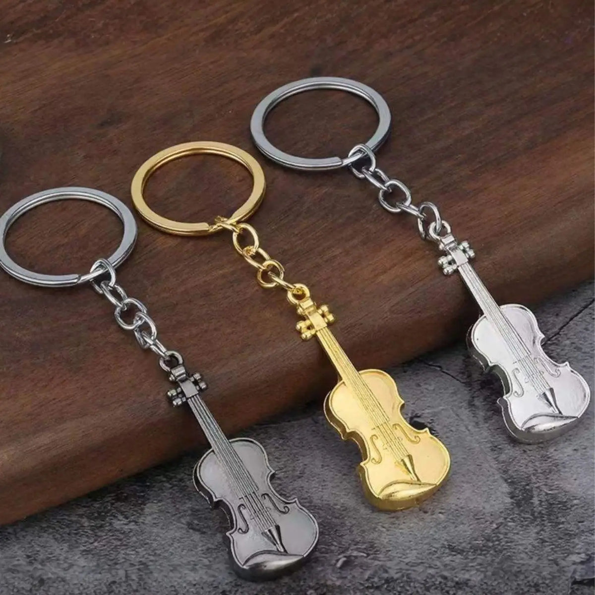 Violin Keyring Metal Gold — The Sydney String Centre