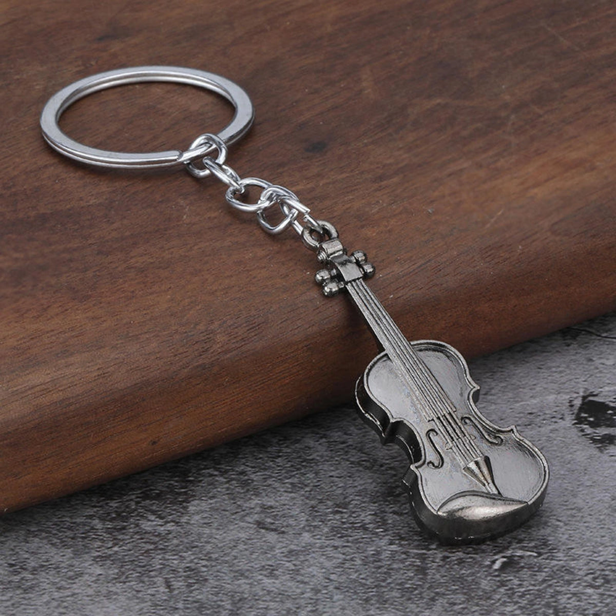 Violin Keyring Metal Gunmetal Black — The Sydney String Centre