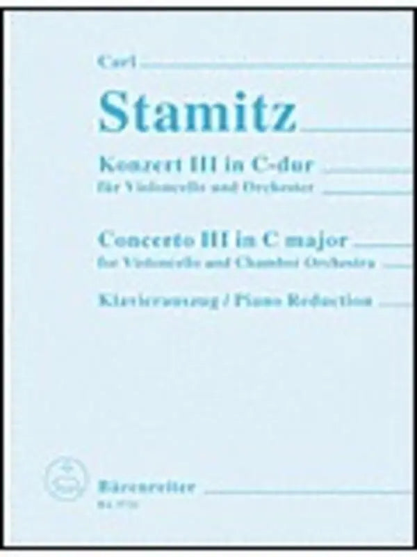 STAMITZ - CONCERTO NO 3 IN C CELLO/PIANO — The Sydney String Centre