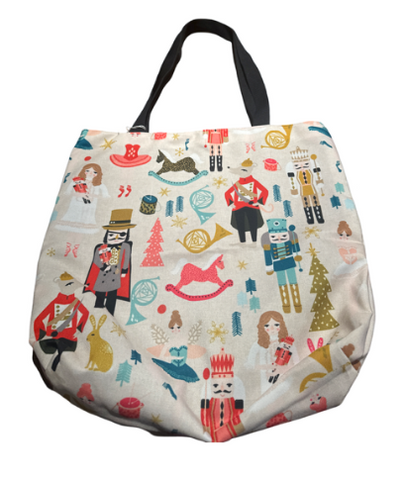 The Nutcracker Tote Beige Blue with Image of Characters from The Nutcr ...