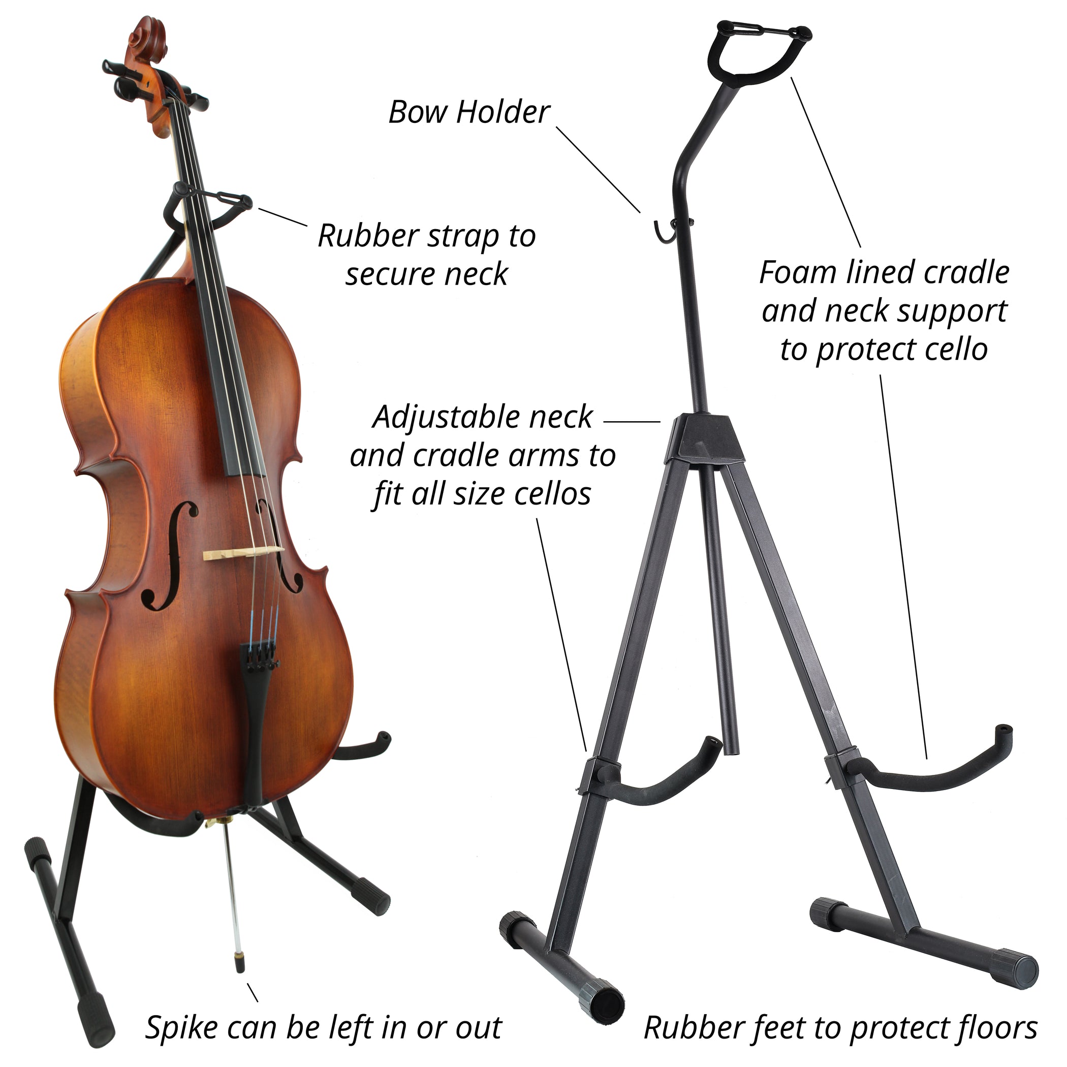 Kreisler Cello and Double Bass Stand with Bow Holder — The Sydney ...