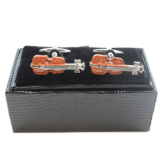 ***WAS 25.95***Violin Cufflinks Brown Violins/Violas with Silver Clasp ...