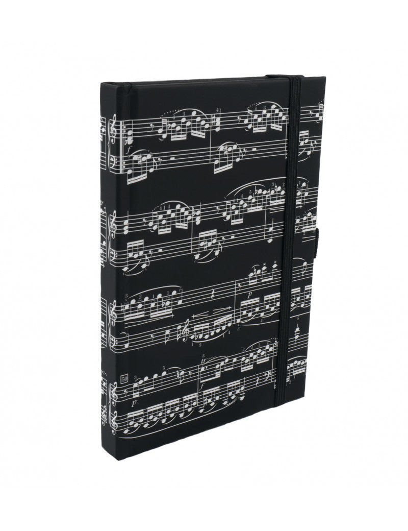 A5 Notebook Black White Music Manuscript and Elastic Band — The Sydney ...