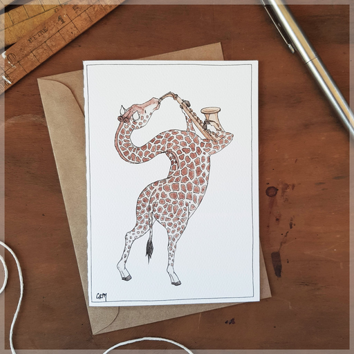 Greeting Card - Sketch Giraffe Playing the Saxophone — The Sydney ...
